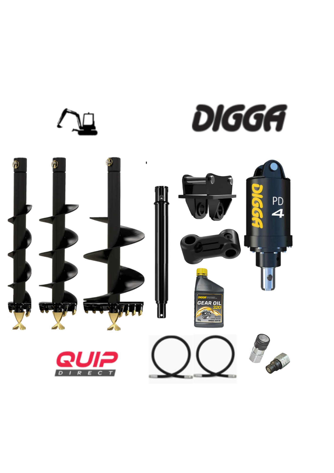 PD4 Auger Drive 65mm Round 200mm 300mm 450mm Earth/Rock Auger 1000mm ...