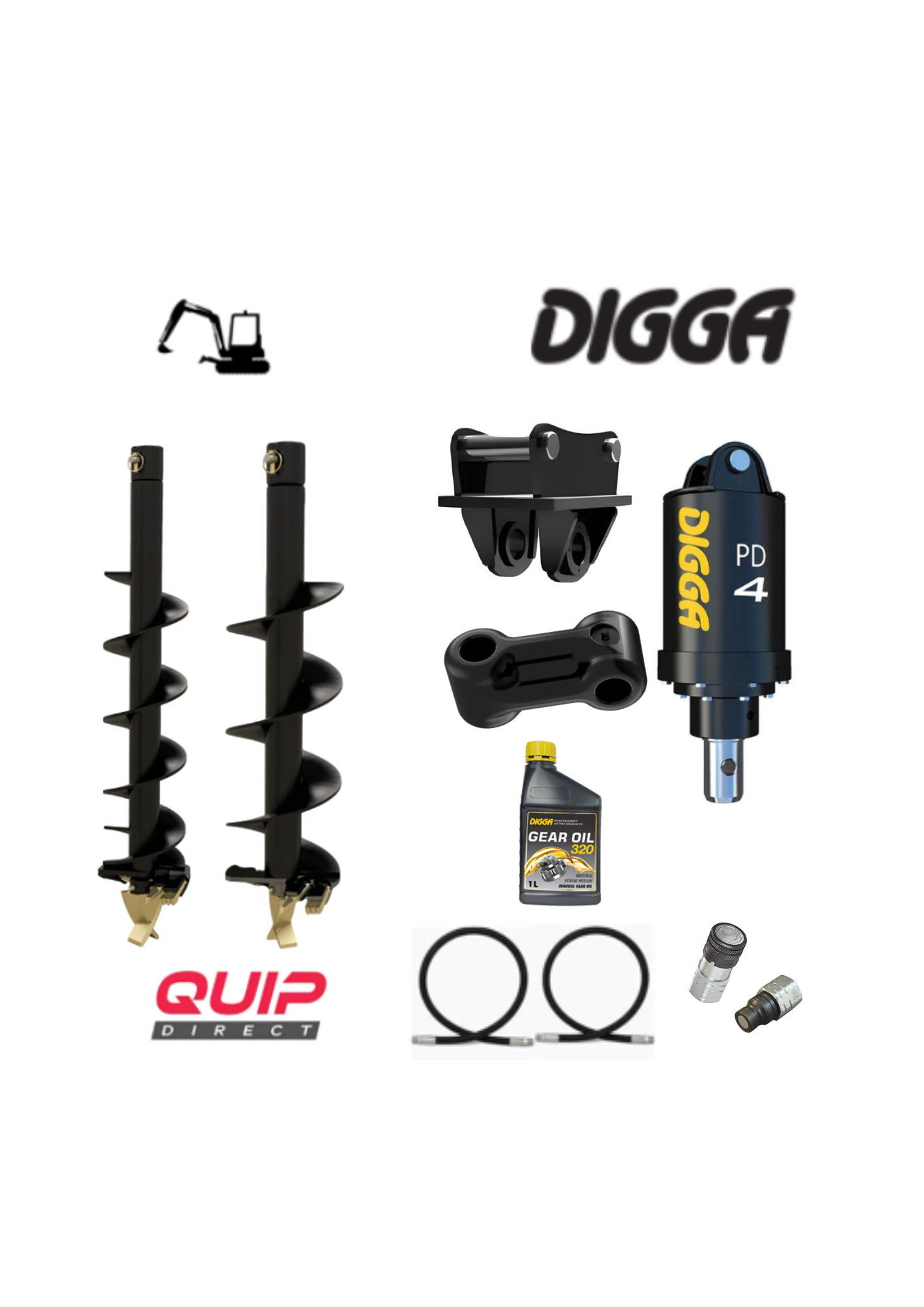 PD4 Auger Drive 65mm Round 200mm 350mm Auger Double Pin Hitch Dog Bone ...