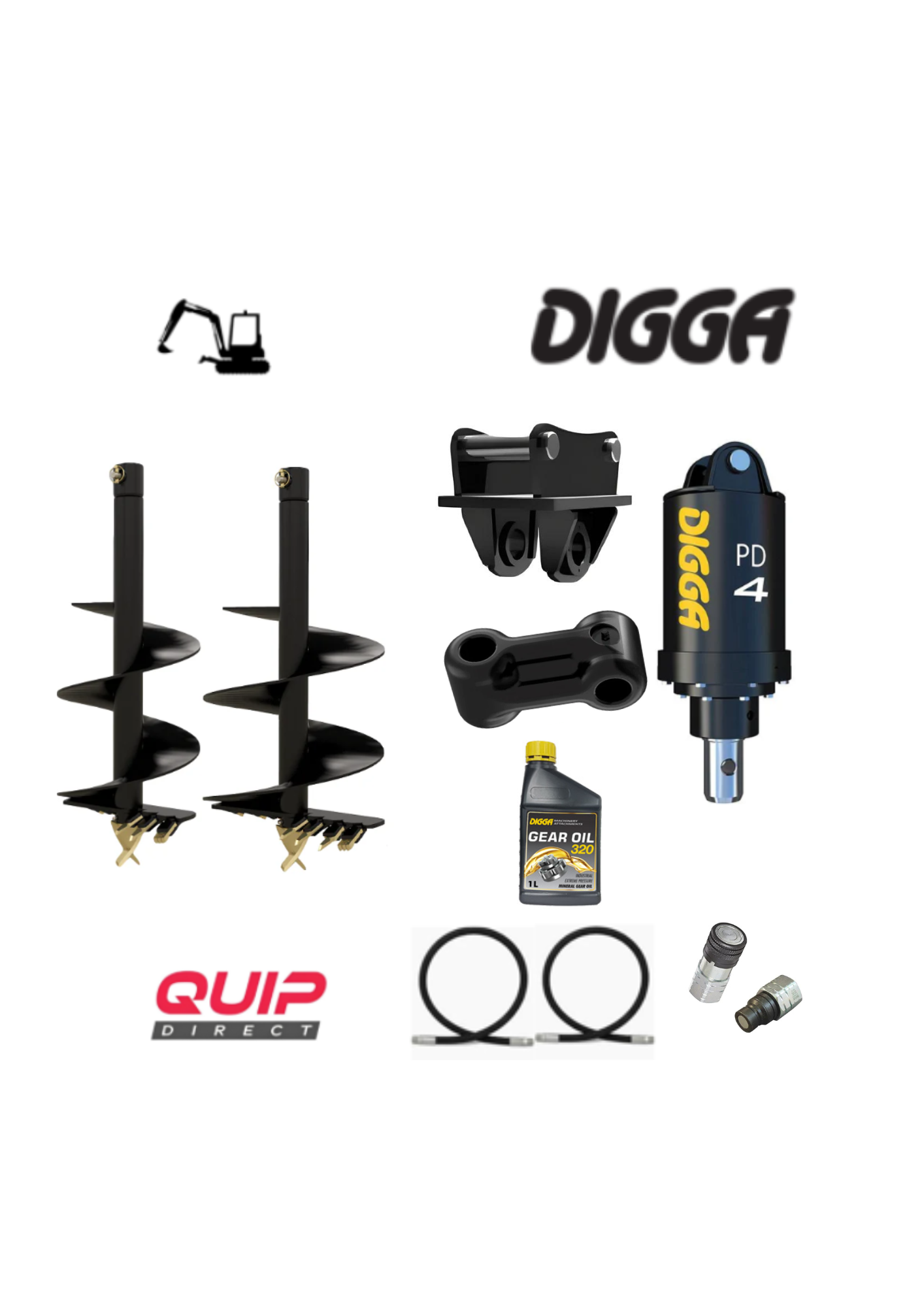 PD4 Auger Drive 65mm Round 450mm 600mm Auger Double Pin Hitch Dog Bone ...